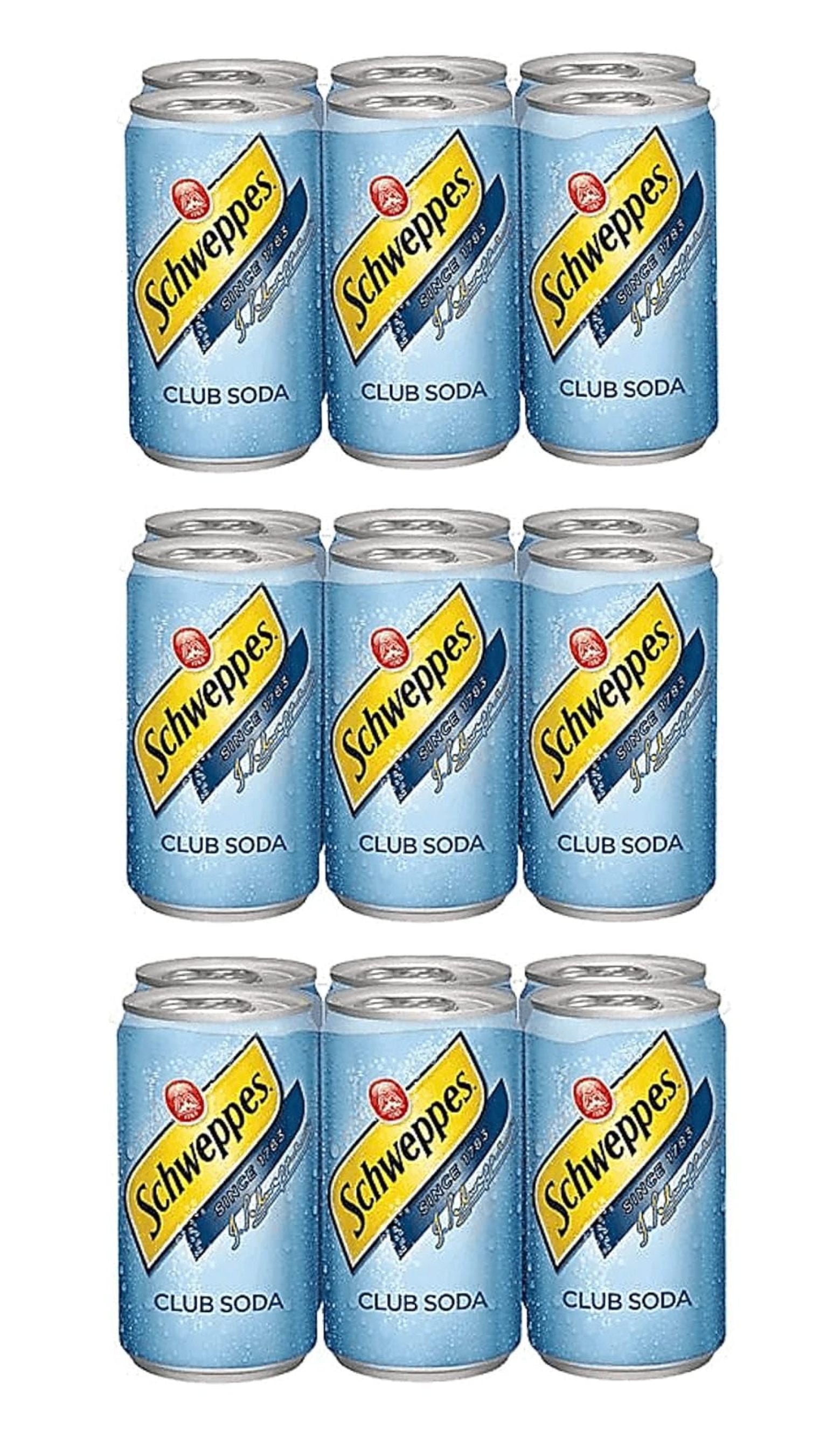 Schweppes club soda, 7.5 fl oz, 18 cans , total 135 fl oz - Walmart.com