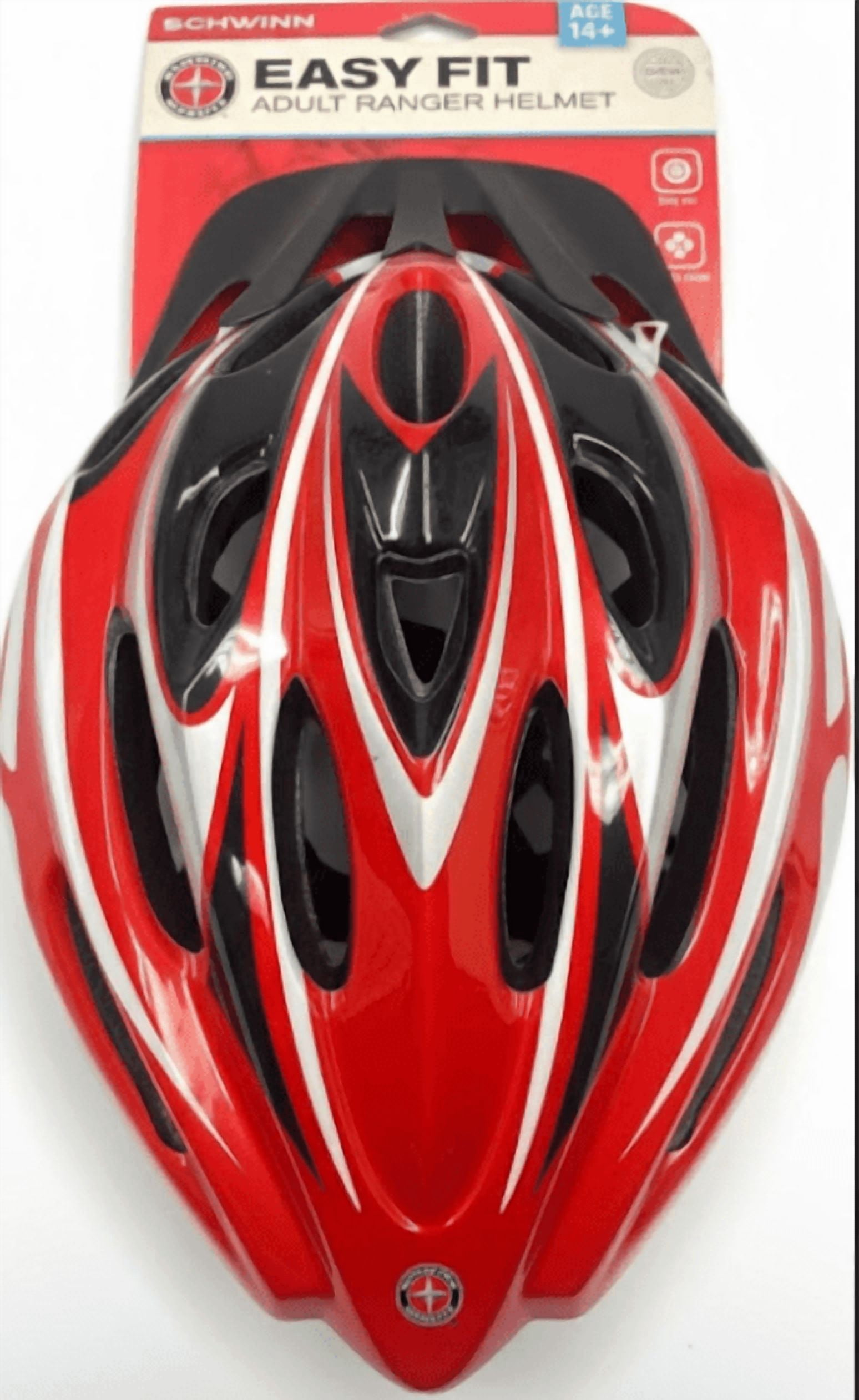Schwinn Easy Fit Adult Ranger Bike Helmet, Adjustable Fit, Red/Black ...