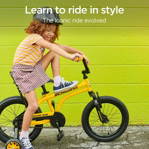 Schwinn Krate EVO, 16 - Inch Wheels, Training Wheels, Sunfire Yellow ...