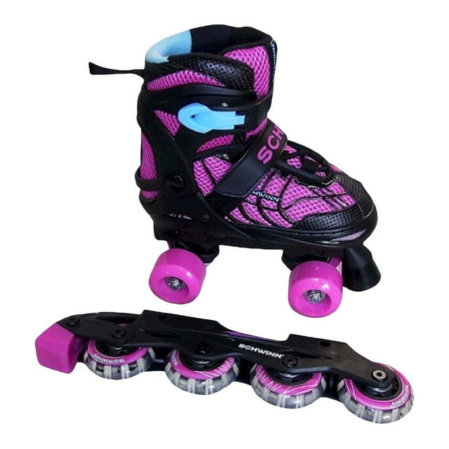 Schwinn Girls' Adjustable 2-in-1 Quad/Inline Rollerblades, Kids Skates ...