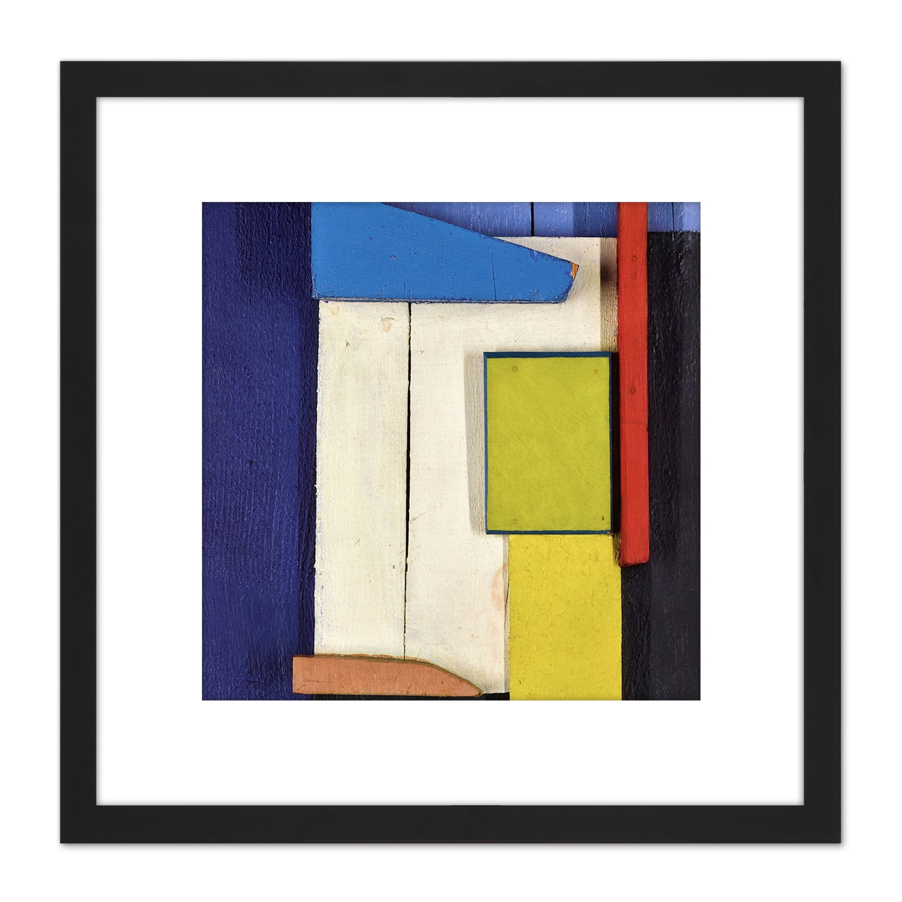 Schwitters Dada Blue Abstract Collage 8X8 Inch Square Wooden Framed ...