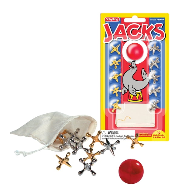 Schylling Old Fashioned Metal Jacks & Rubber Ball Game, Novelty & Gag ...