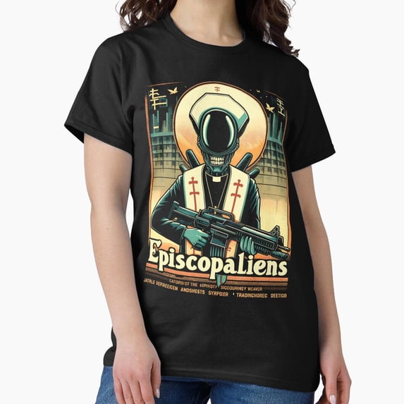 Sci Fi Extraterrestrial Church Parody Outer Space Religion Tee T-Shirt ...