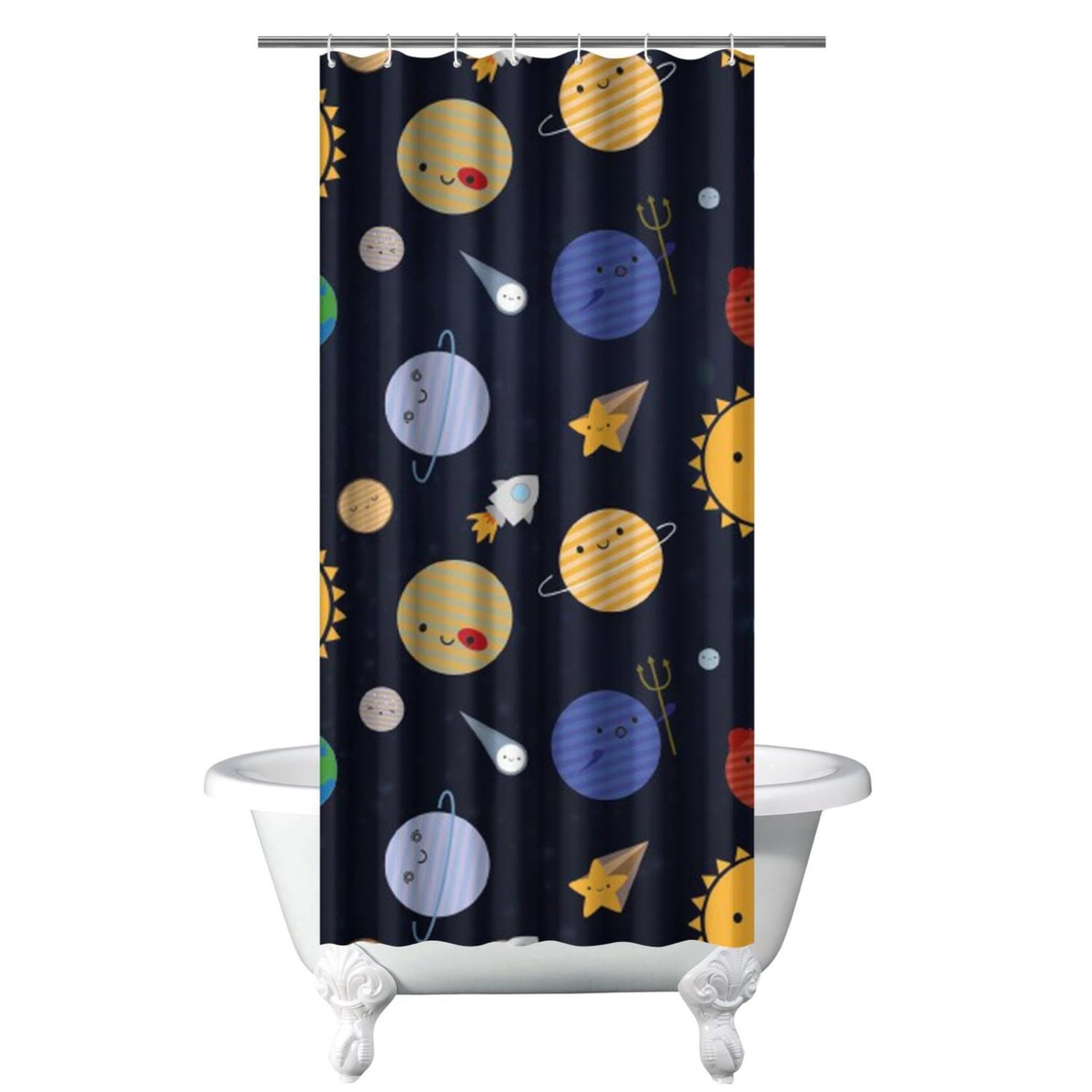 Sci-Fi Lovers Shower Curtain Space Geek Theme with Nebula Cosmic Stars ...
