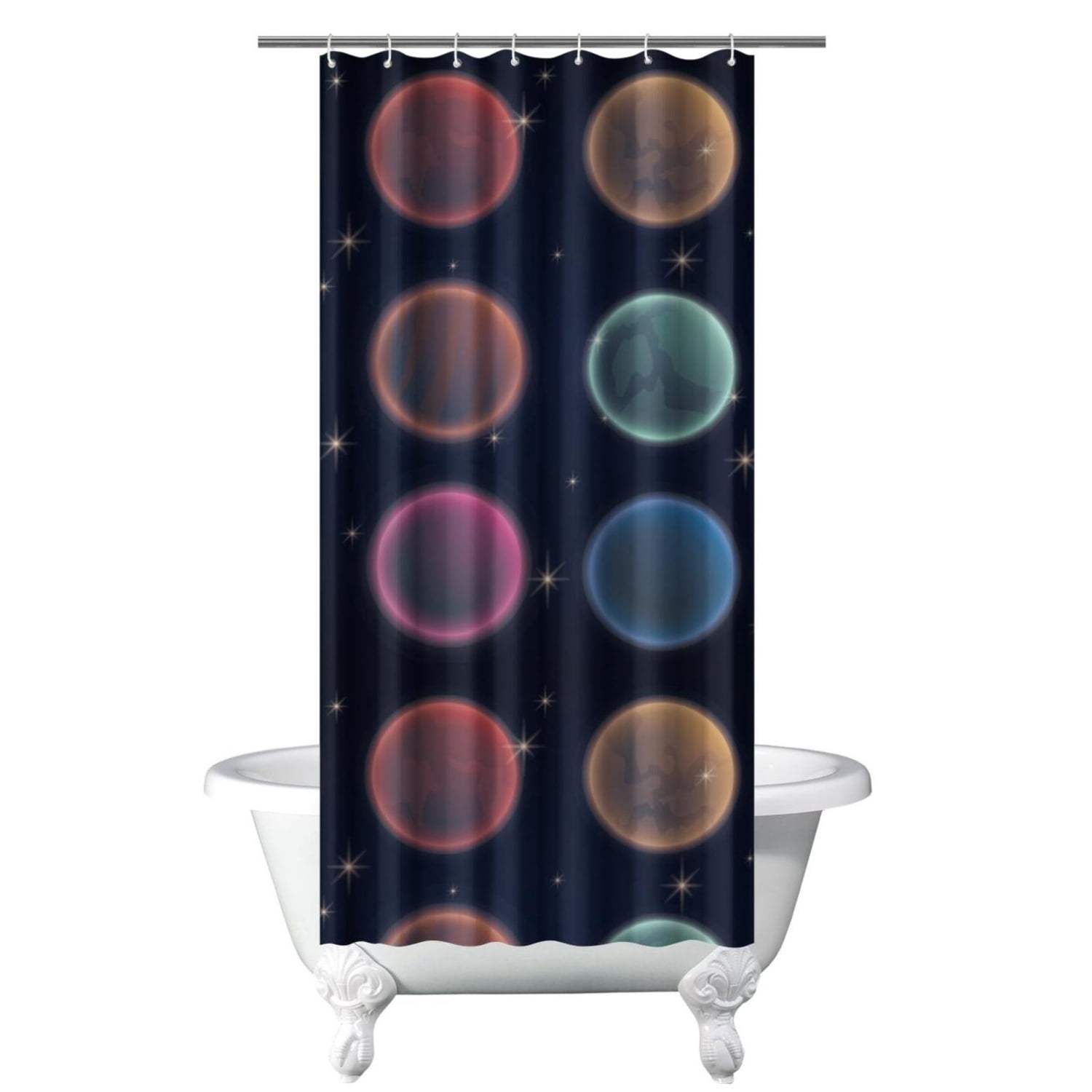 Sci-Fi Lovers Shower Curtain Space Geek Theme with Nebula Cosmic Stars ...