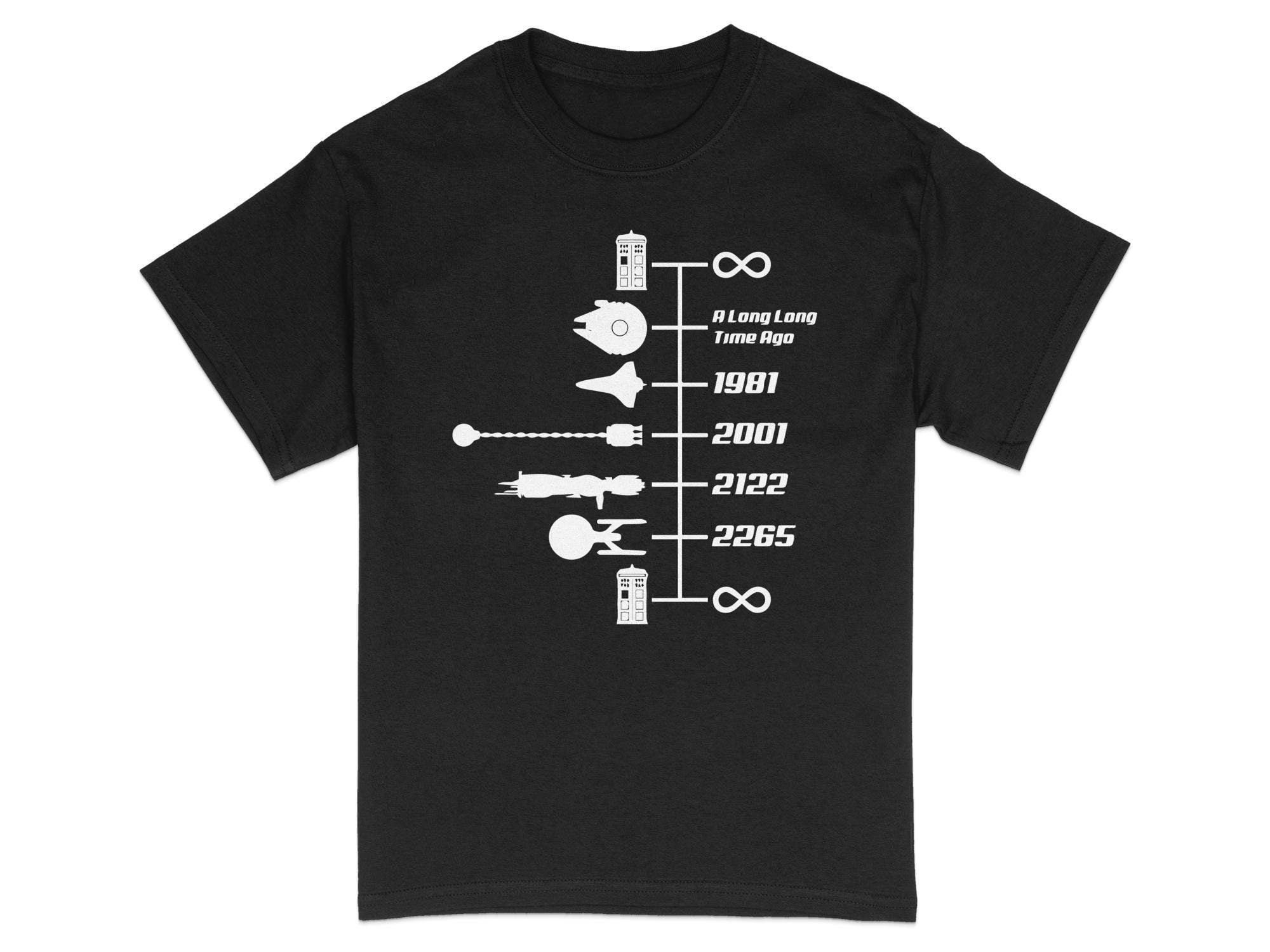 Sci-Fi Timeline Graphic T-Shirt, Classic Movie Spaceships, Nostalgic ...