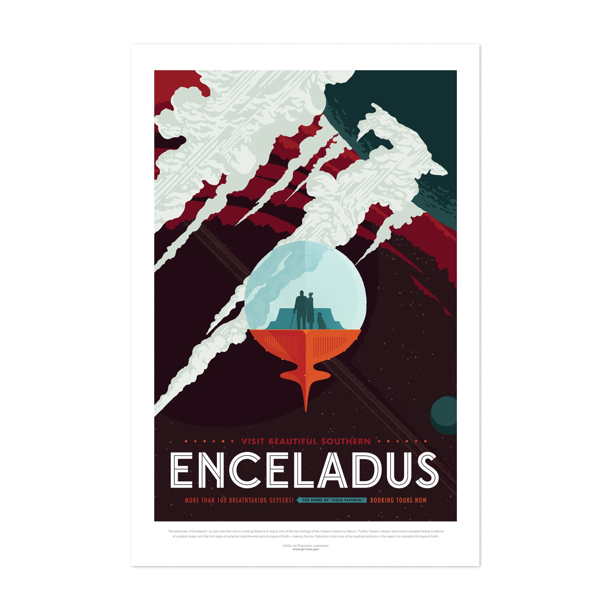 Sci-Fi Travel Ad, Solar System, Moon Enceladus - Digital Art Space Sci ...
