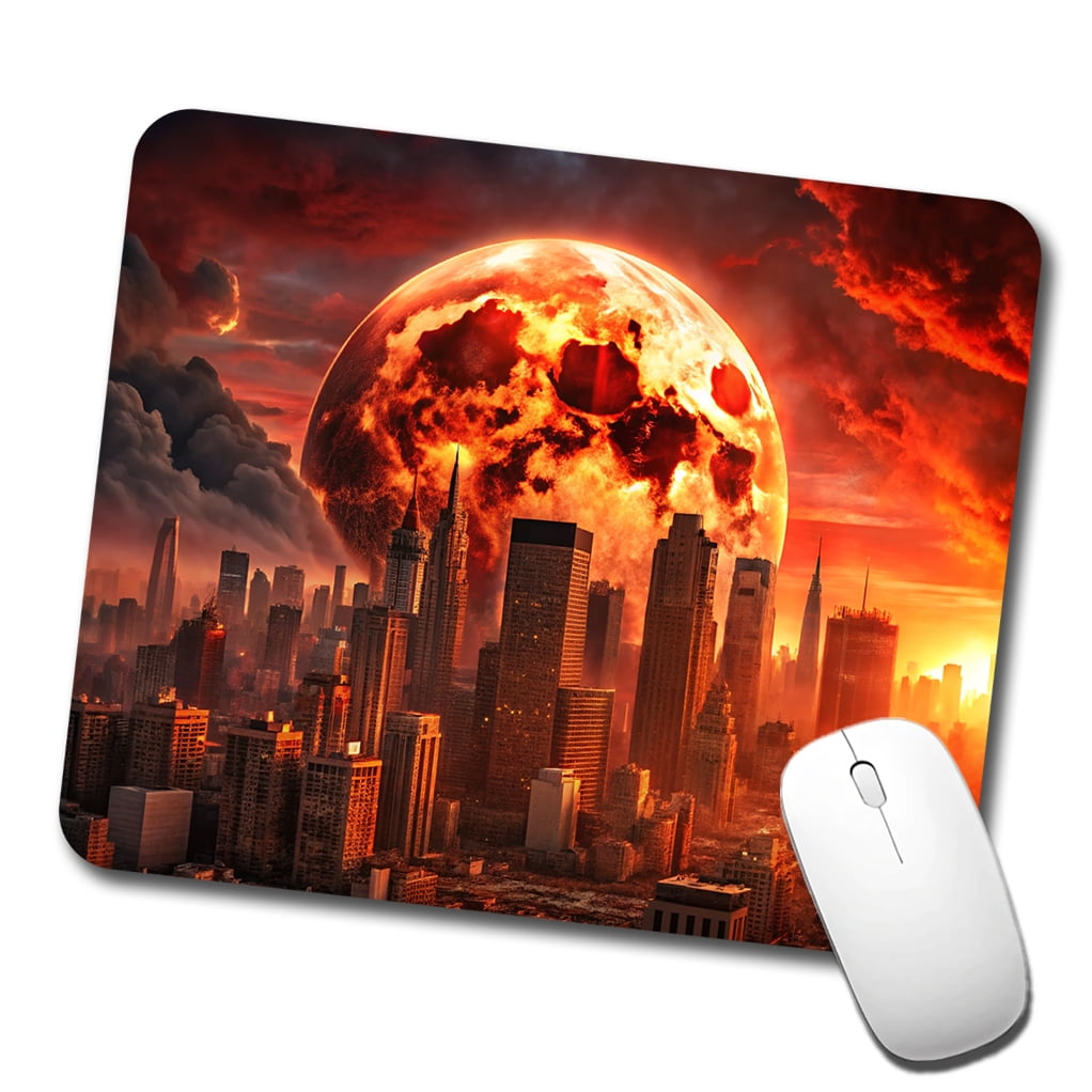 Sci-fi Apocalypse Cityscape Under A Red Full Moon Mouse Pad Low Profile ...