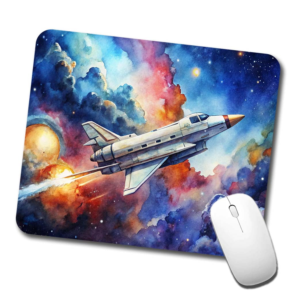 Sci-fi Military Transport Spaceship Watercolor Mouse Pad Low Profile ...