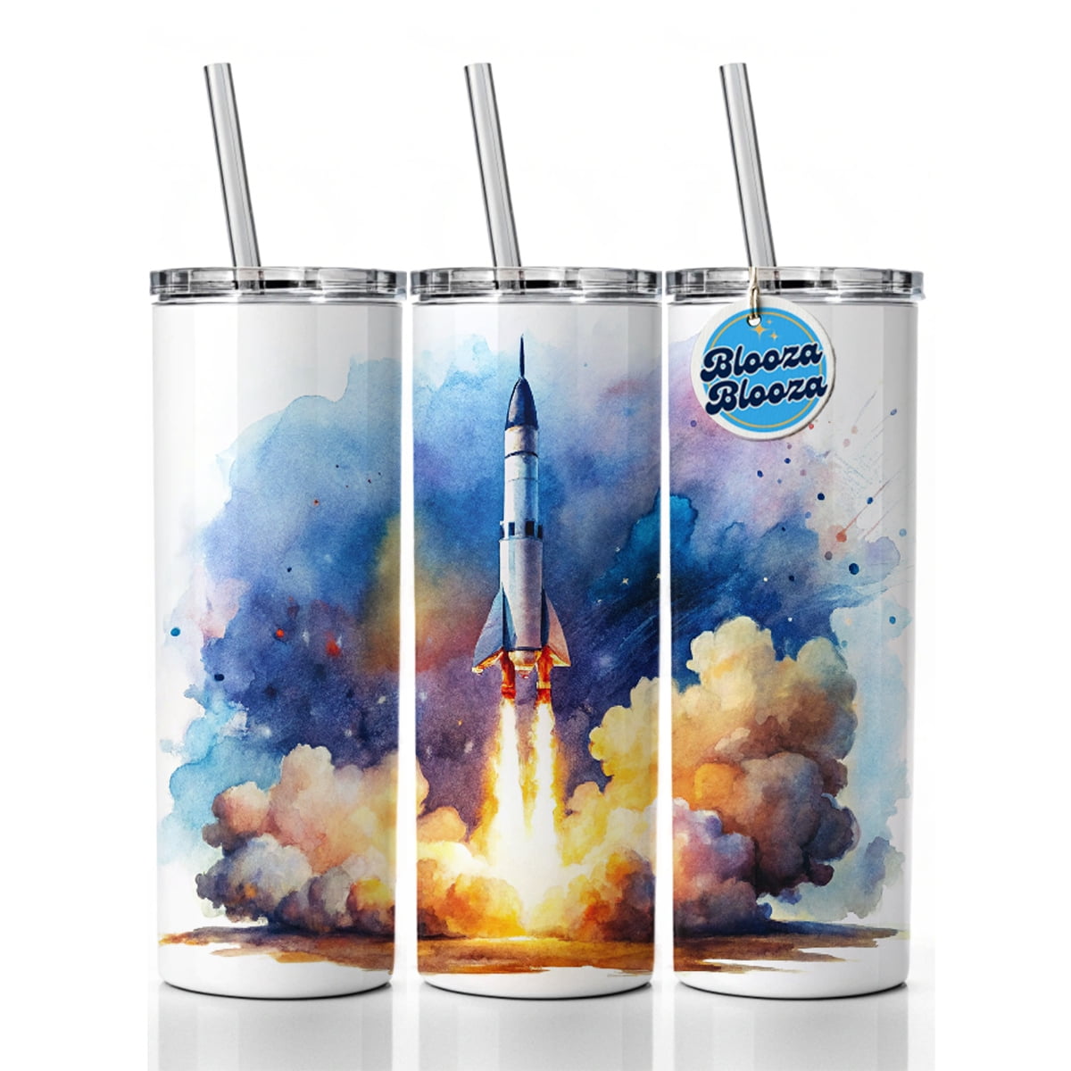 Sci-fi Missile Rocket Launch Watercolor 20oz Insulated Water Bottle ...