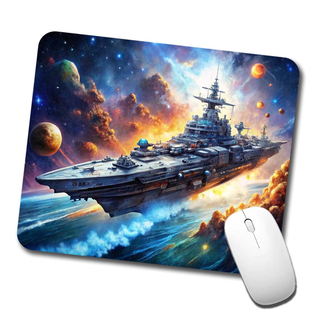 Sci-fi Space Warship Battleship Mouse Pad Low Profile Gaming Mat ...
