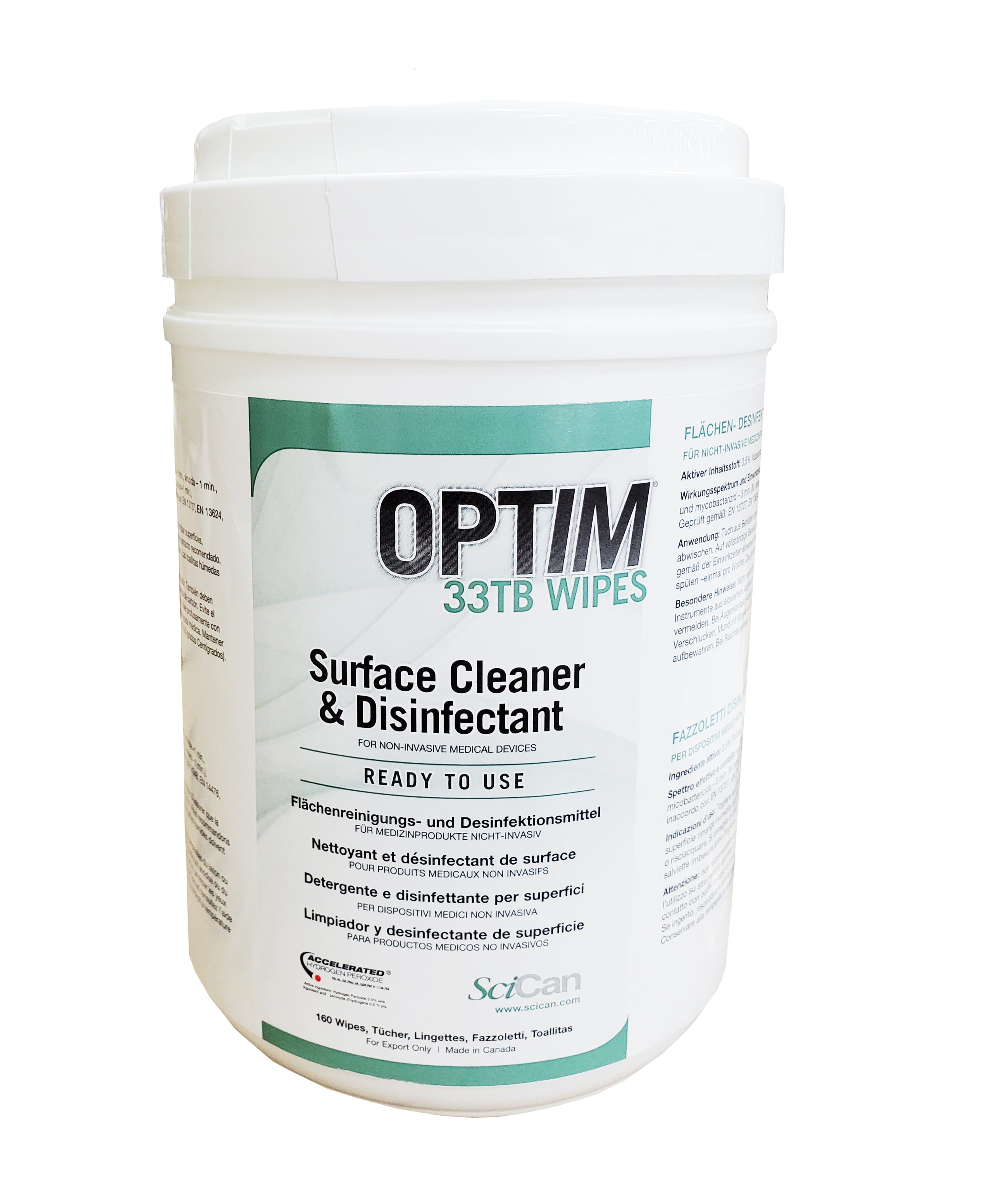 SciCan Optim 33TB Disinfectant Surface Cleaner Wipes, Sanitizing & Germ Cleaning Technology ...
