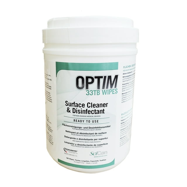 SciCan Optim 33TB Disinfectant Surface Cleaner Wipes, Sanitizing & Germ ...