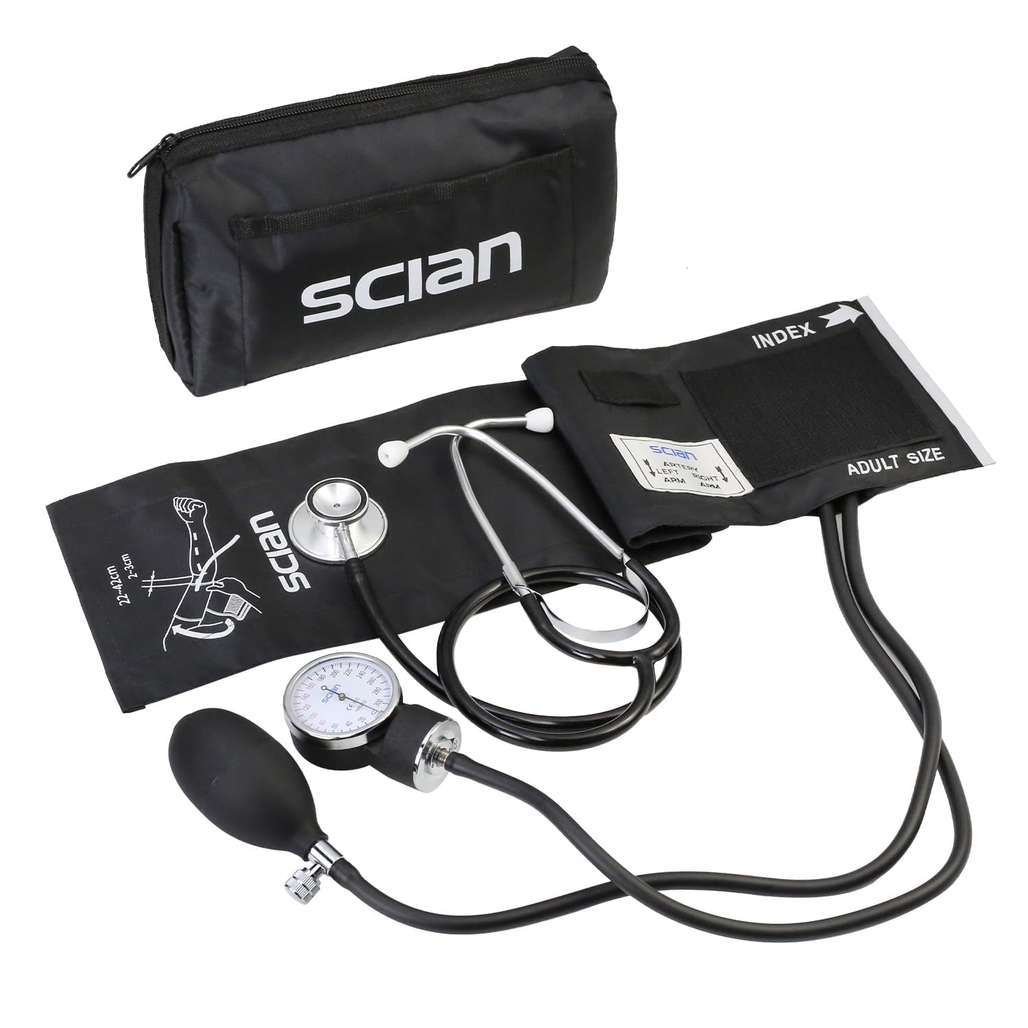 Scian Aneroid Sphygmomanometer, Dual Head Stethoscope Set, 8.7"-16.5 ...