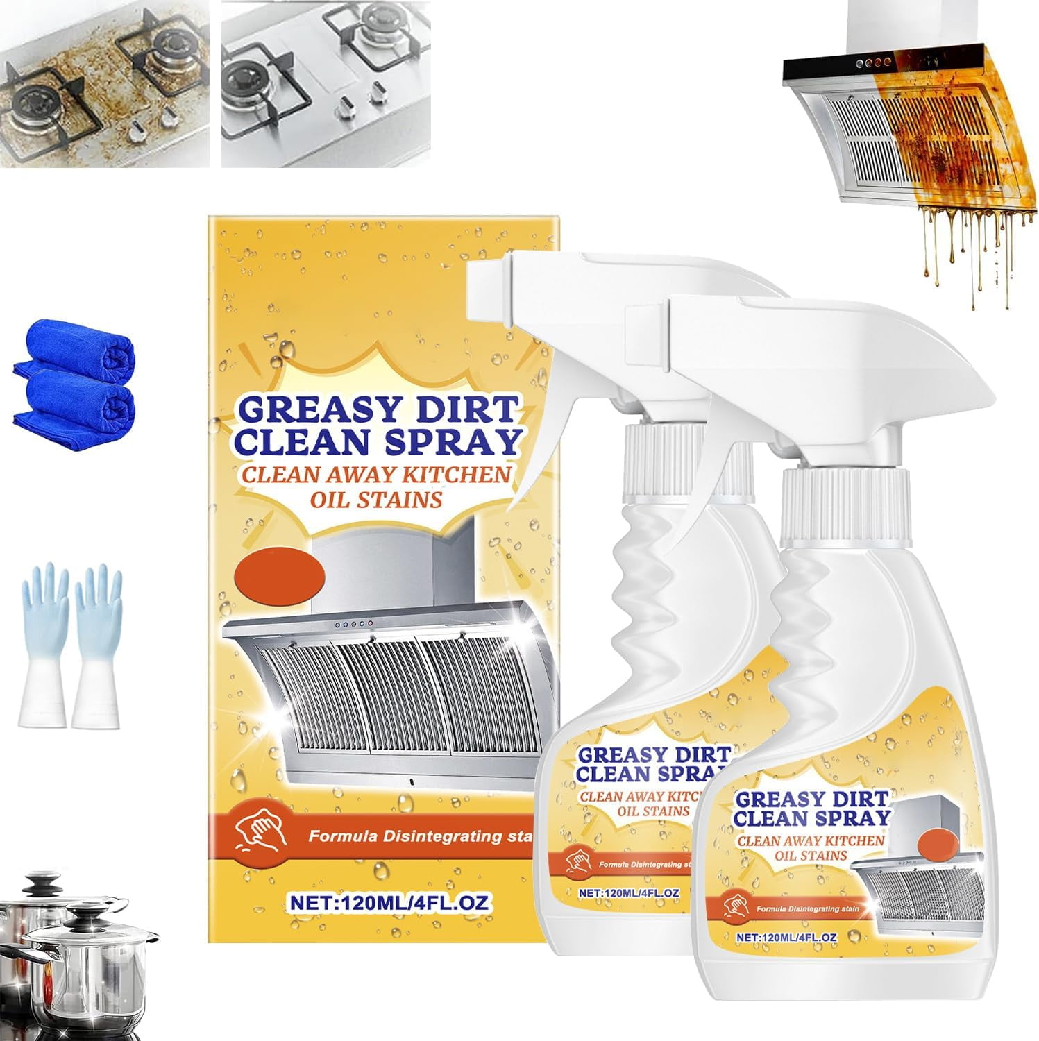 Sciasi Multifunctional Powerful Kitchen Foam Cleaner, 120ml/4fl.Oz Kitchen Degreasing Foam ...