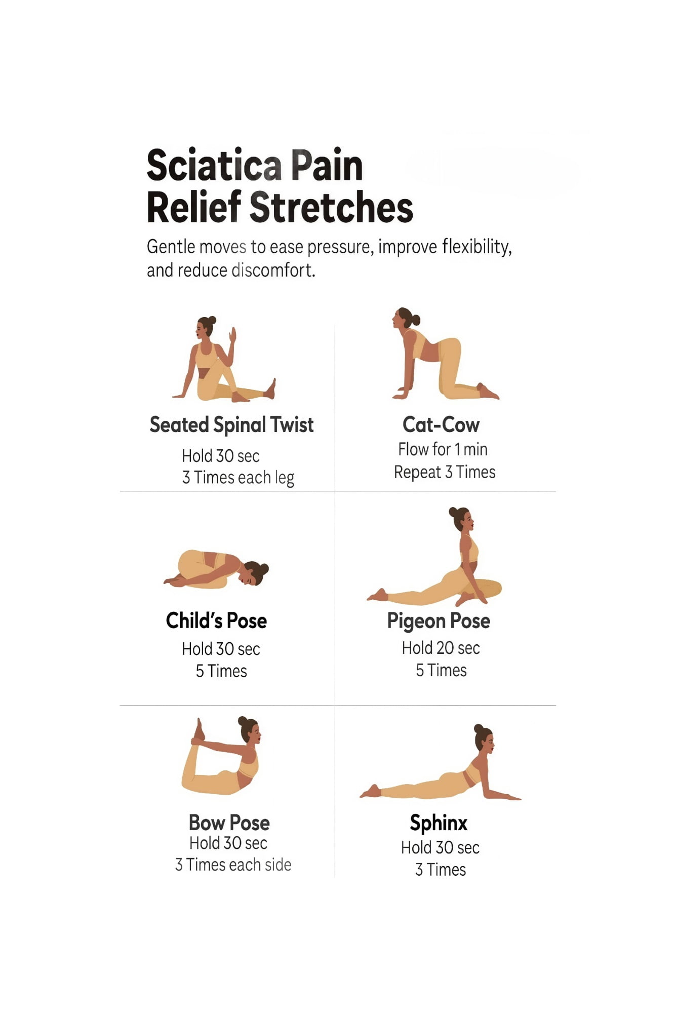 Sciatica Pain Relief Metal Sign Lower Back Stretches Exercise Routine ...