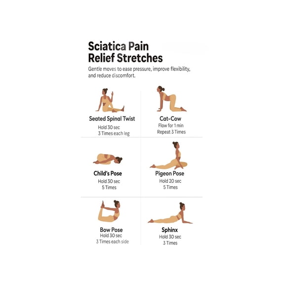 Sciatica Pain Relief Metal Sign Lower Back Stretches Exercise Routine ...