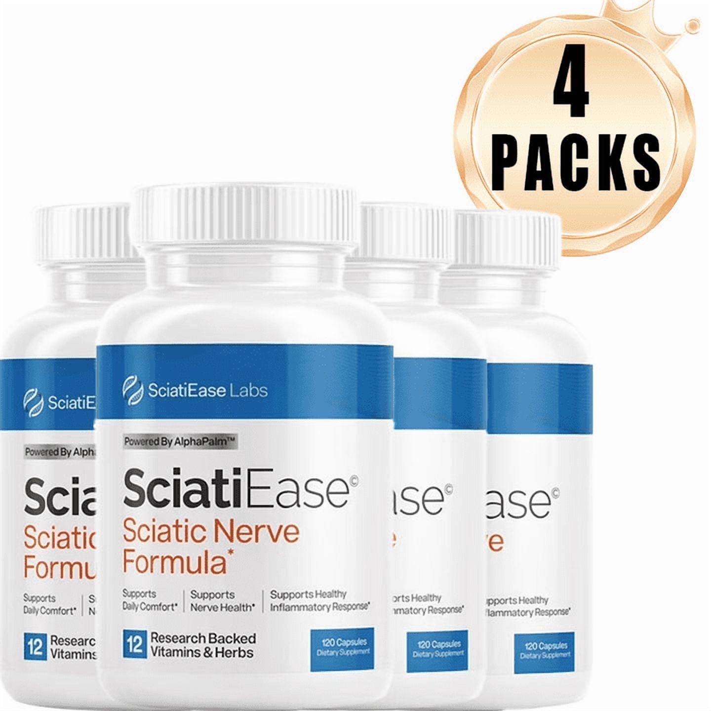 Sciatiease_Sciatic_Nerve_Health_Support - 480 Caps, 4 Bottles - Walmart.com