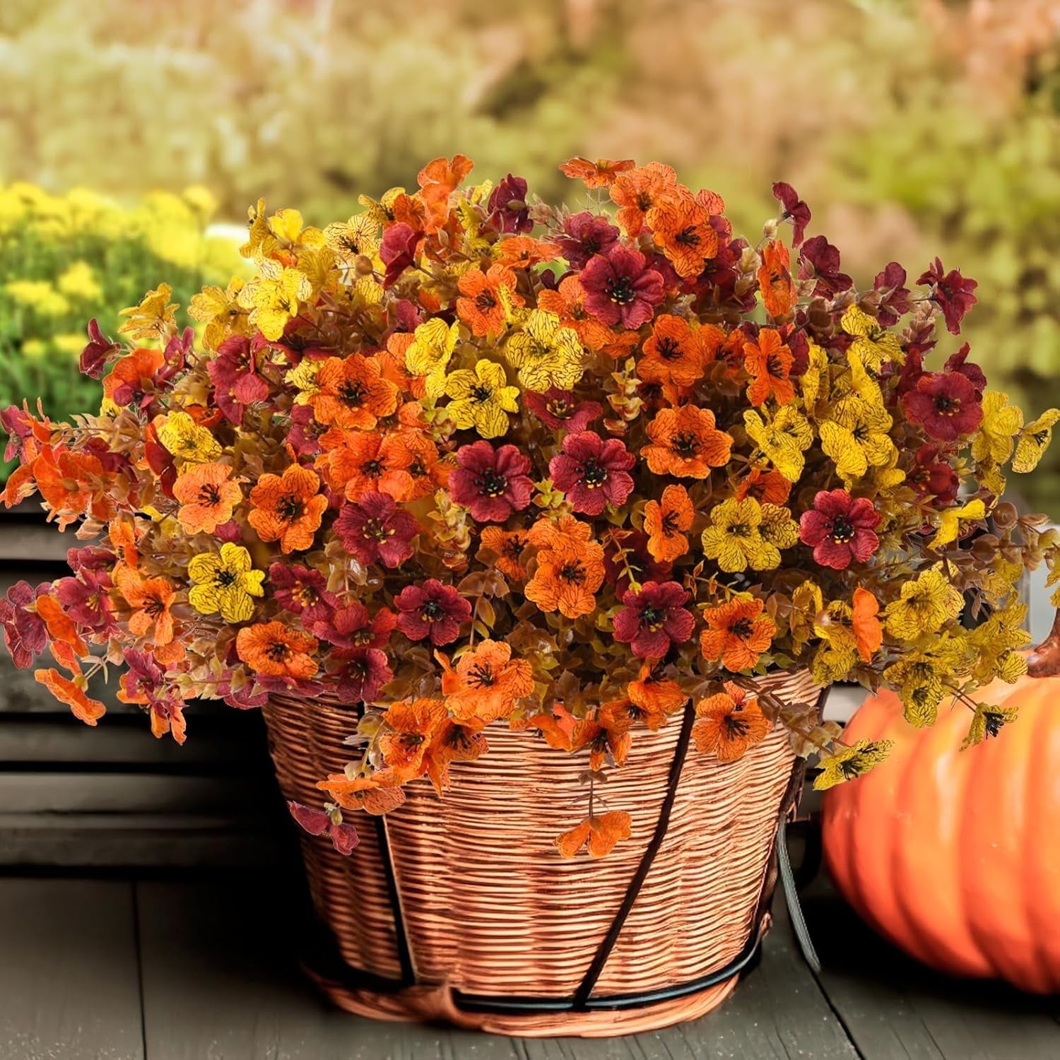 Scidweet 12 Bundles Fall Artificial Flowers for Outdoor, Autumn Faux ...