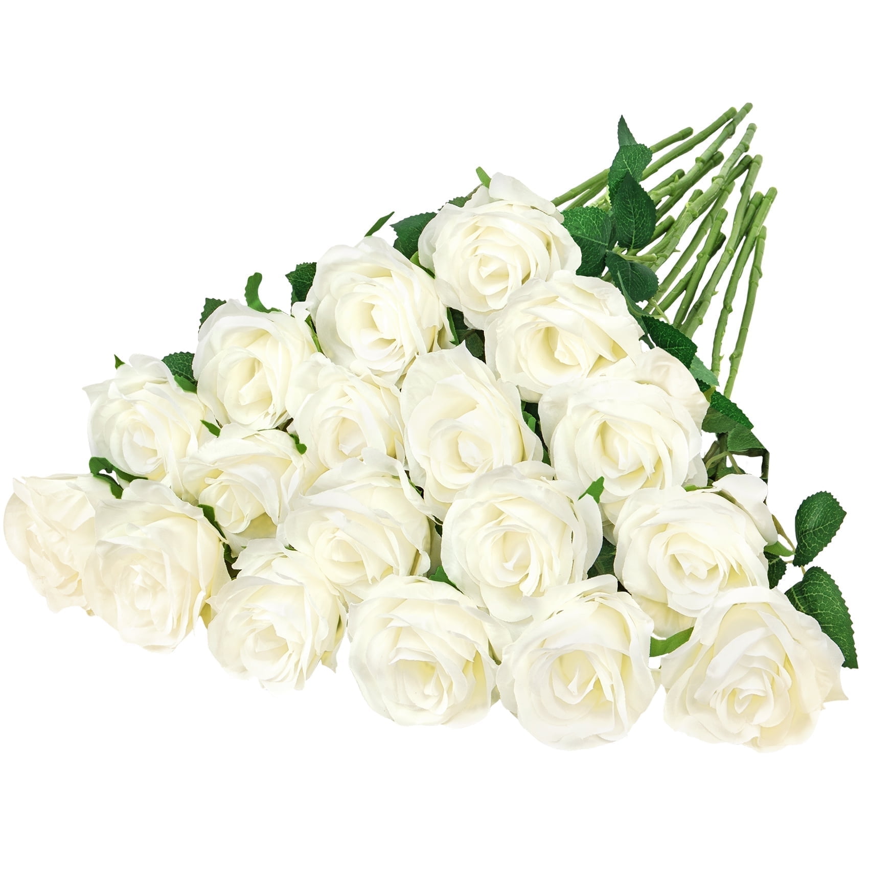 Scidweet 18 Pcs Fake White Roses Artificial Flowers Decor, Silk Rose ...