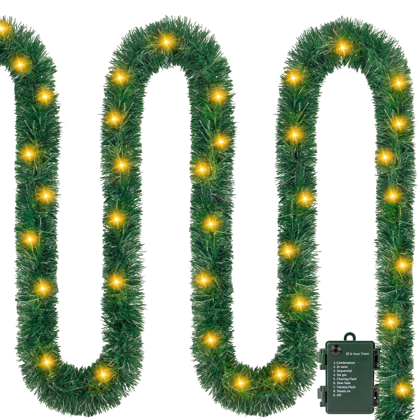 Pre-lit 19.69 FT Christmas Garland with 60 LED Lights, Indoor/Outdoor ...