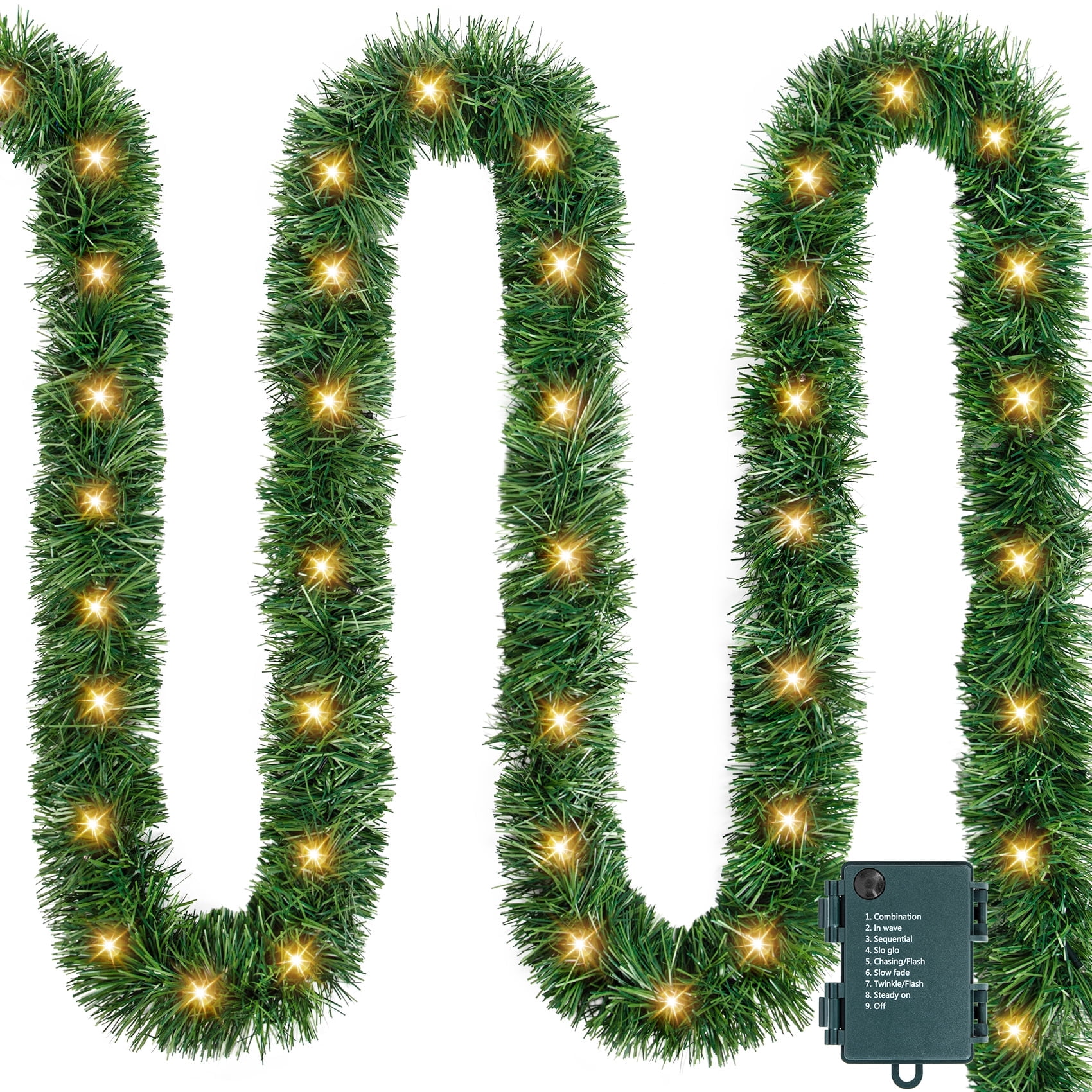 Pre-lit 19.69 FT Christmas Garland with 60 LED Lights, Indoor/Outdoor ...