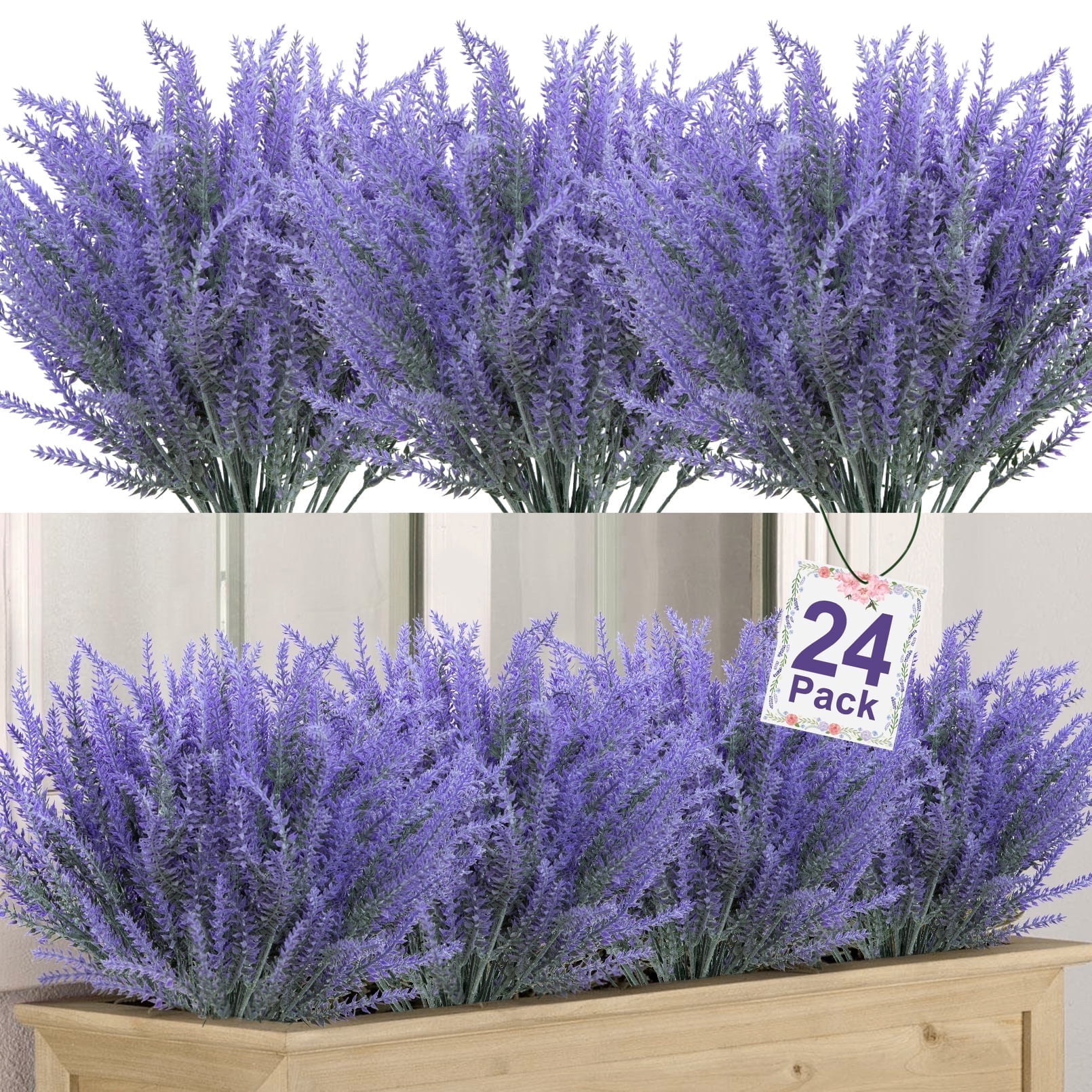 Scidweet Artificial Lavender Flowers 24 Bundles Purple Faux Flowers 9. ...