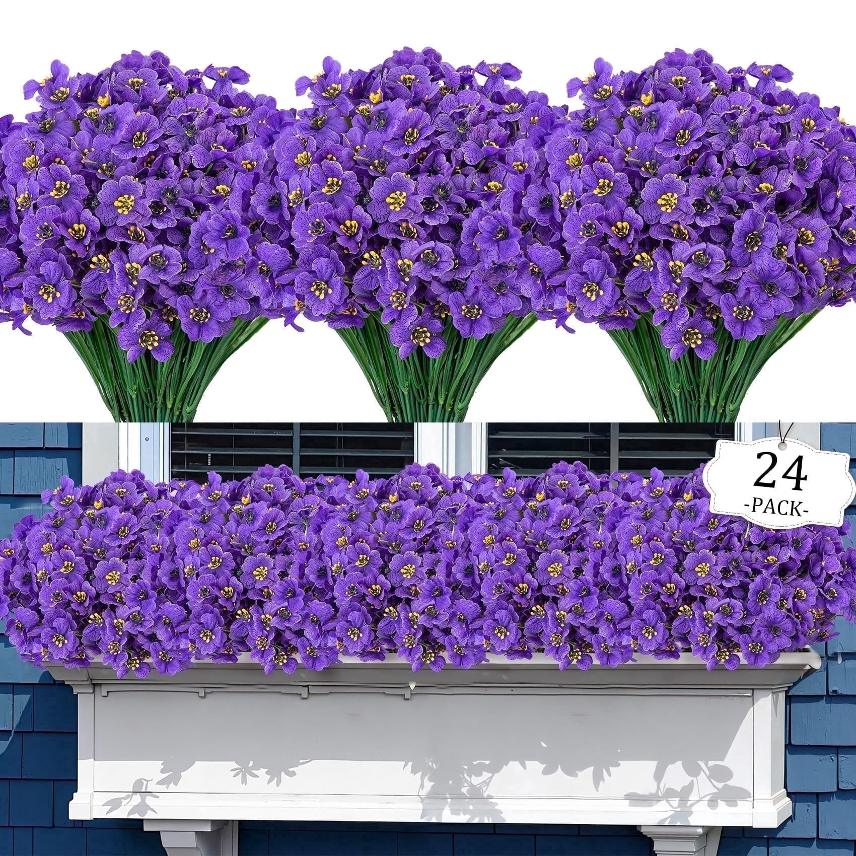 Scidweet 24 Bundles Fake Flowers Outdoor, Artificial Plants Faux ...