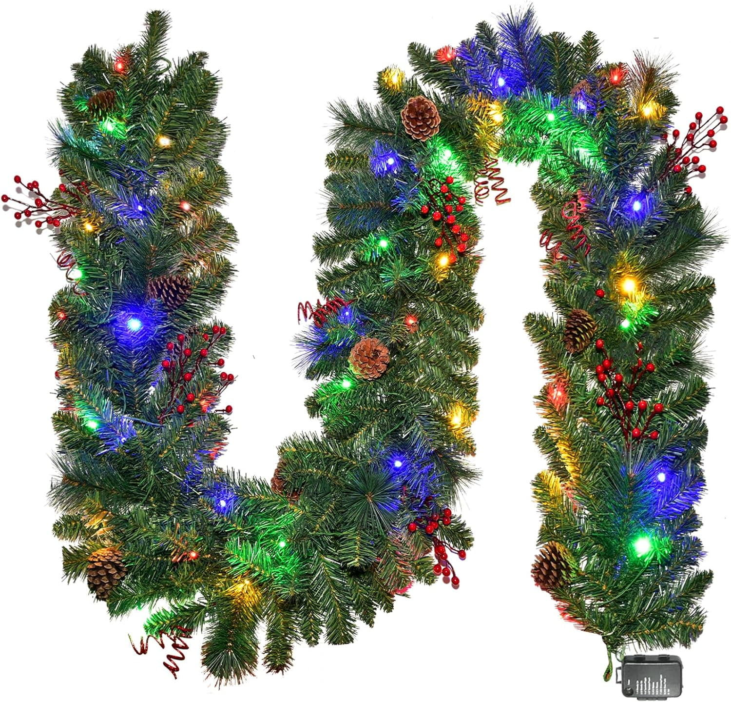 Scidweet 9ft Pre-Lit Christmas Garland with Lights for Outdoor Indoor ...
