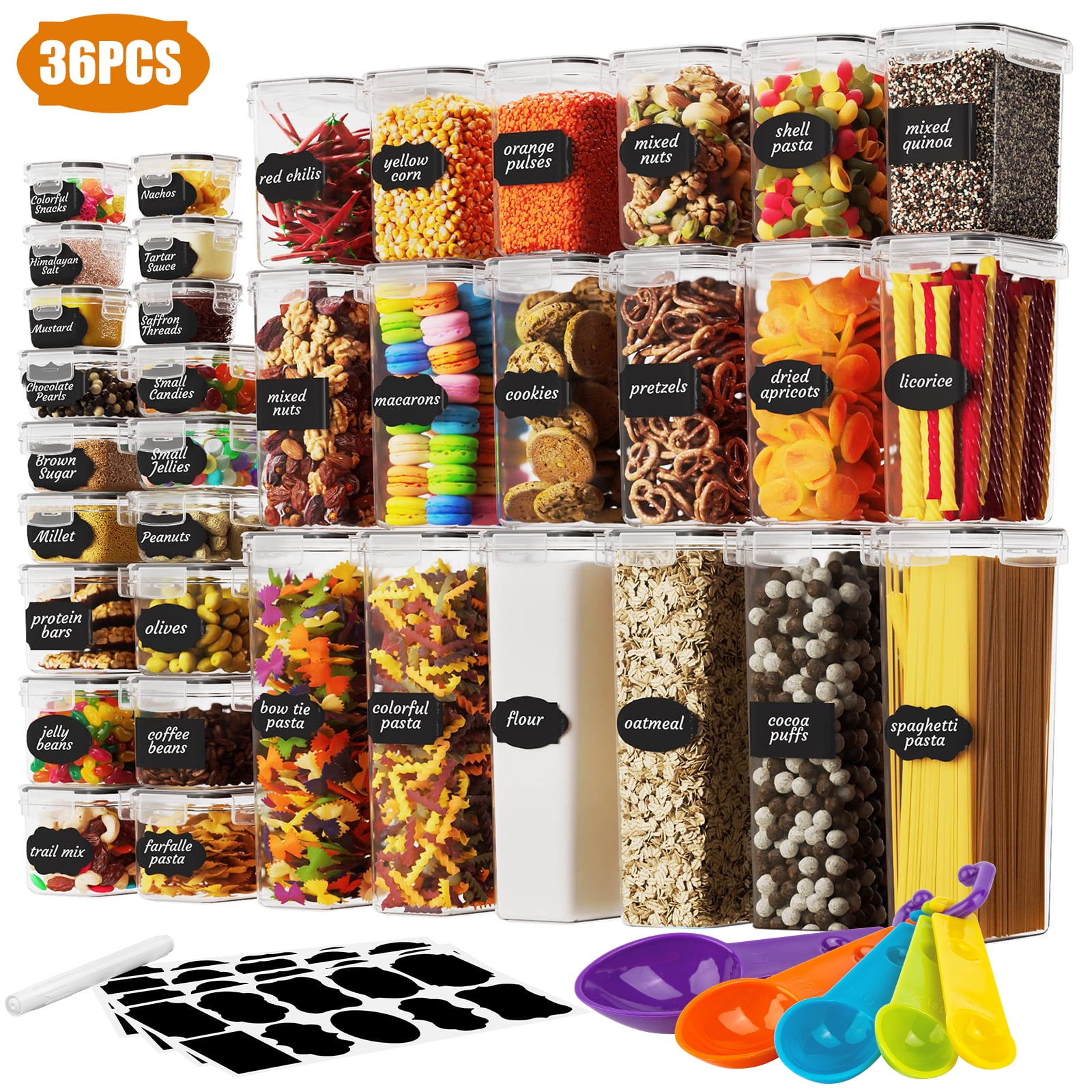 36PCS Plastic Food Storage Containers Set with Lids, Includes 40 Labels ...