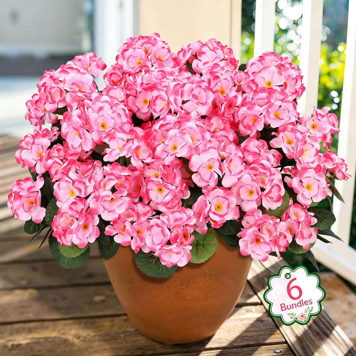 Scidweet Fake Geraniums Flowers, 6 Bundles 21'' Artificial Faux Flowers ...
