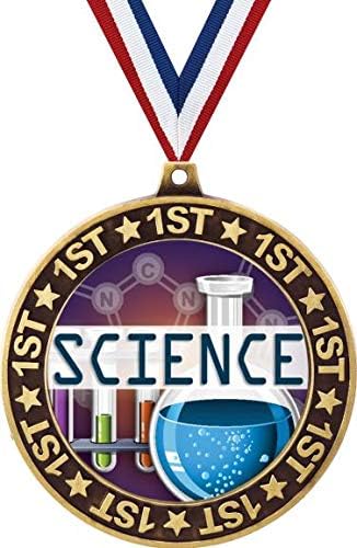 Science 1st Place Perimeter Medal Gold, 2.75" Science Fair Academic ...