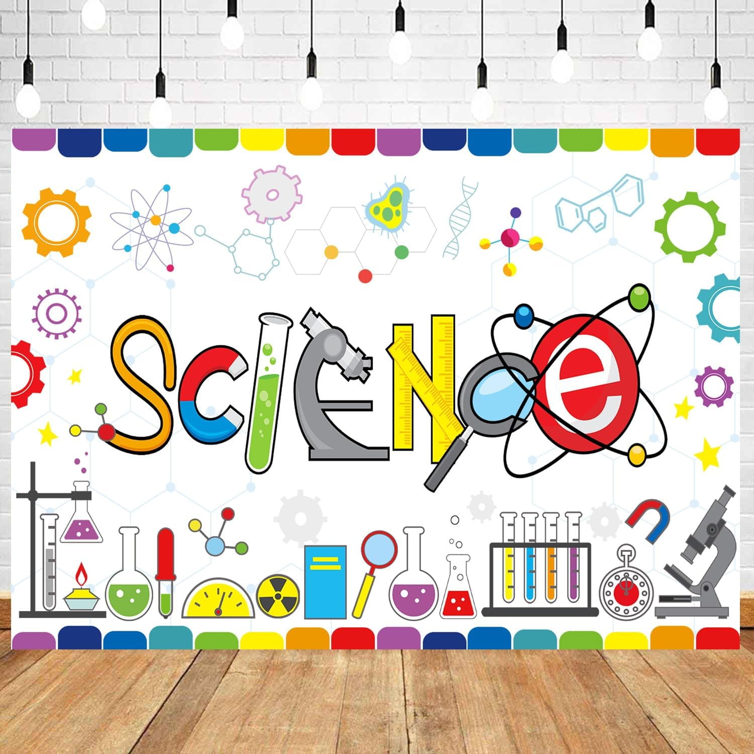 Science Backdrop White Board Cartoon Equipment Experimental Study ...