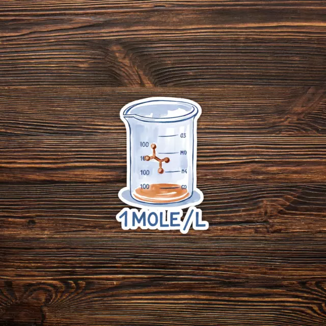 Science Beaker 1 Mole/L Watercolor Sticker - Chemistry Lab Decorphone ...