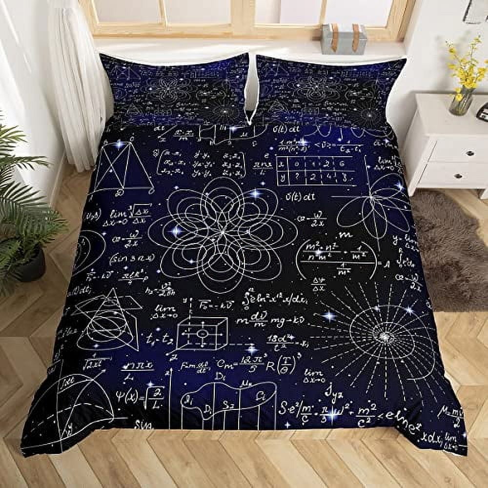 Science Bedding Set Hourglass Purple Galaxy Comforter Cover Physics ...