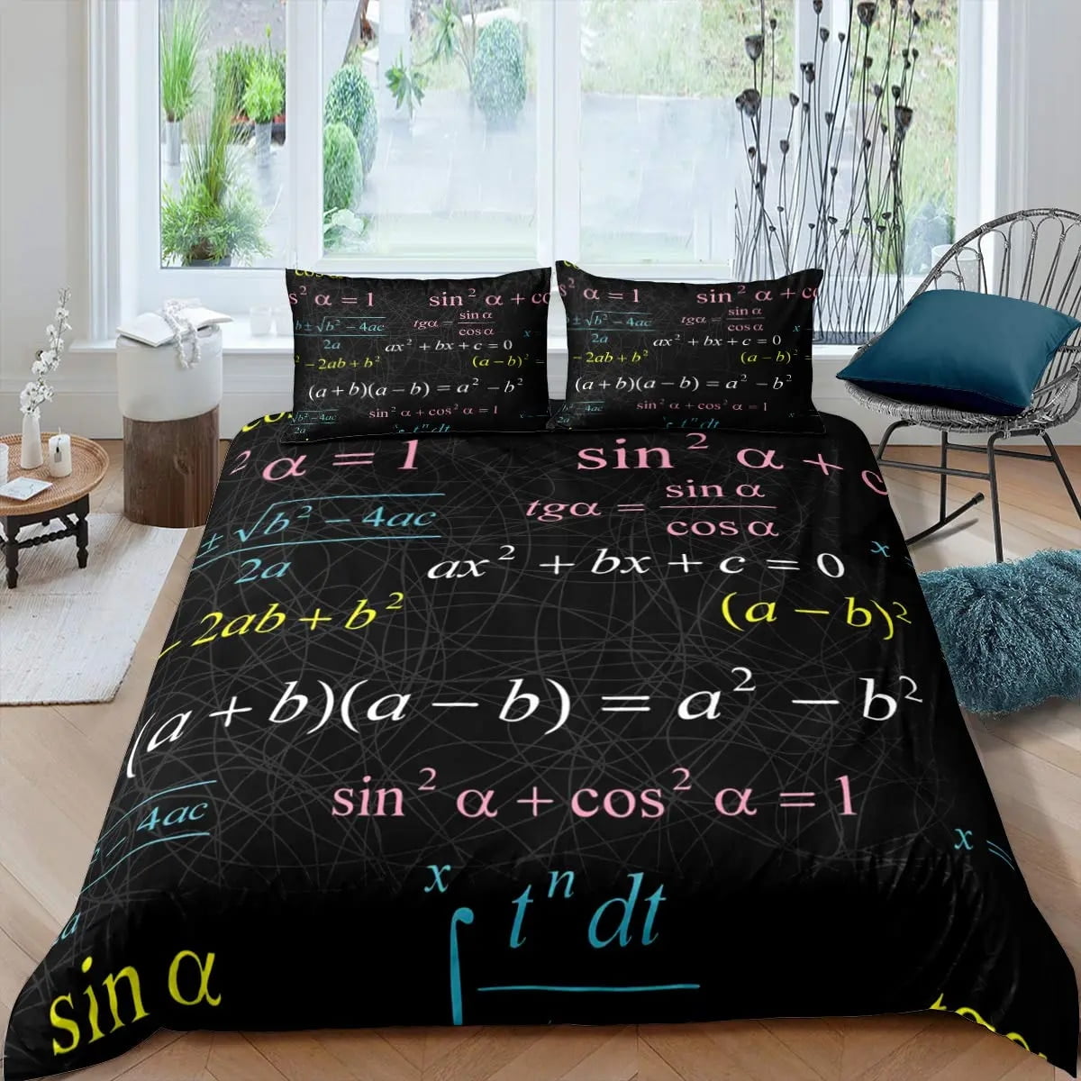 Science Bedding Set Hourglass Purple Galaxy Comforter Cover Physics ...