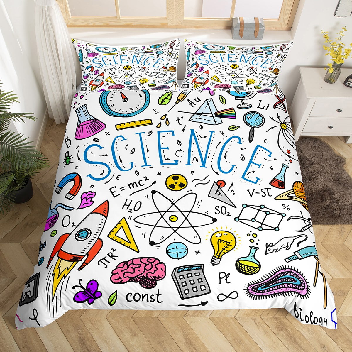 Science Bedding Set Physical Chemistry Math Comforter Cover for Kids ...