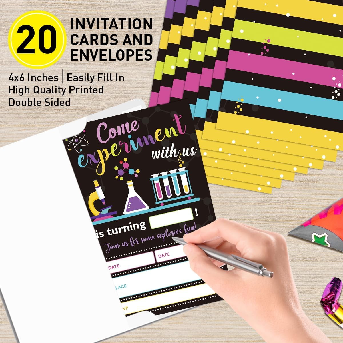 Science Birthday Invitations Girl With Envelopes, Invites For Girls ...