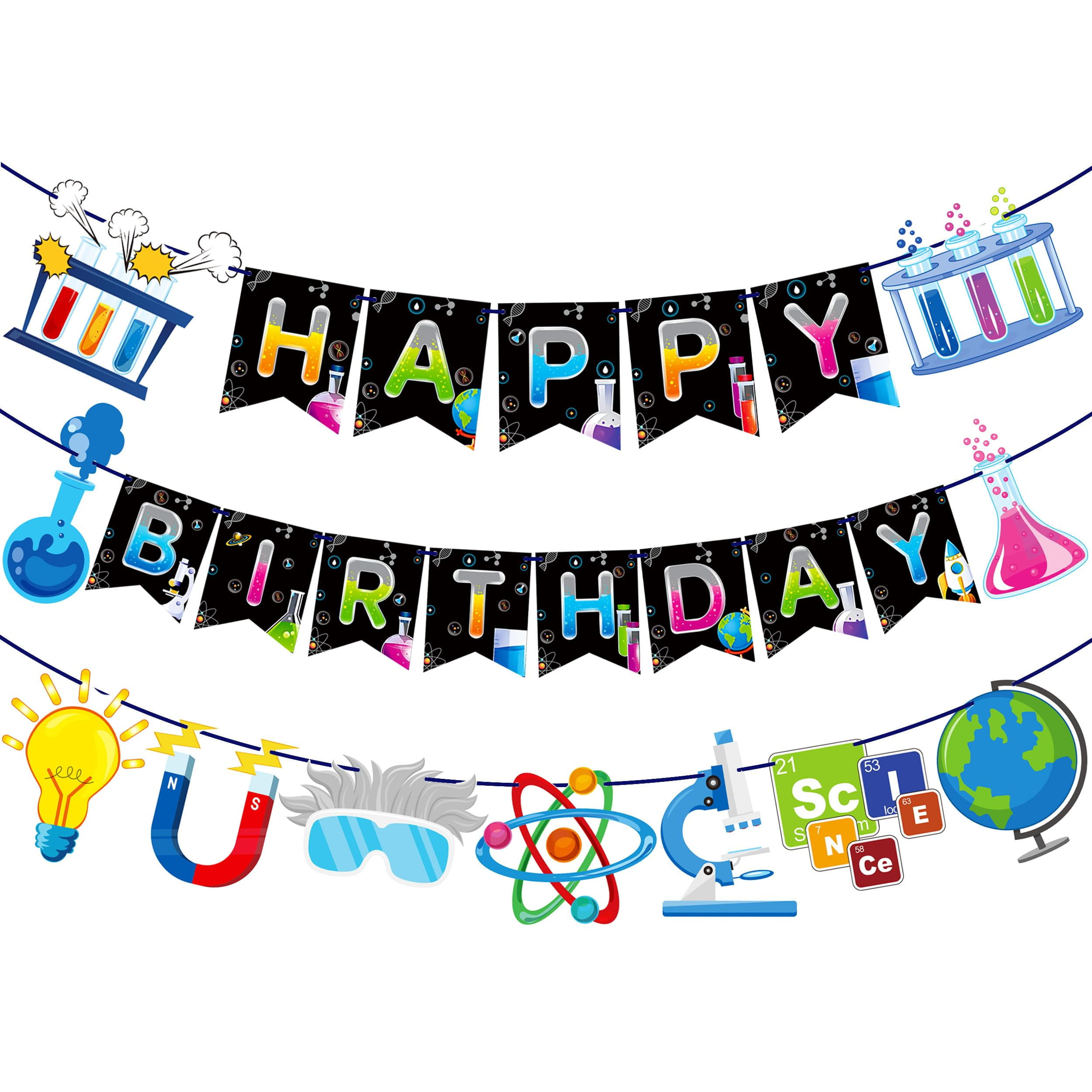 Science Birthday Party PresNok Banner Science Birthday Decorations 3Pcs ...