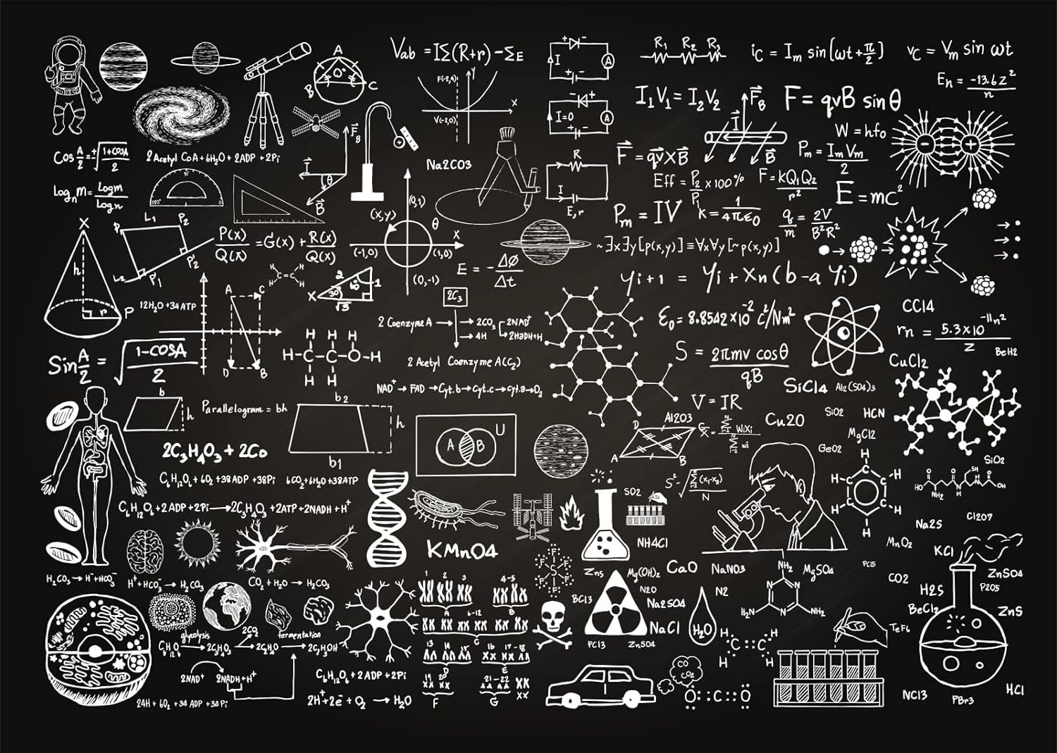 Science Classroom Photography Backdrop Chemistry Math Geometry Physics ...