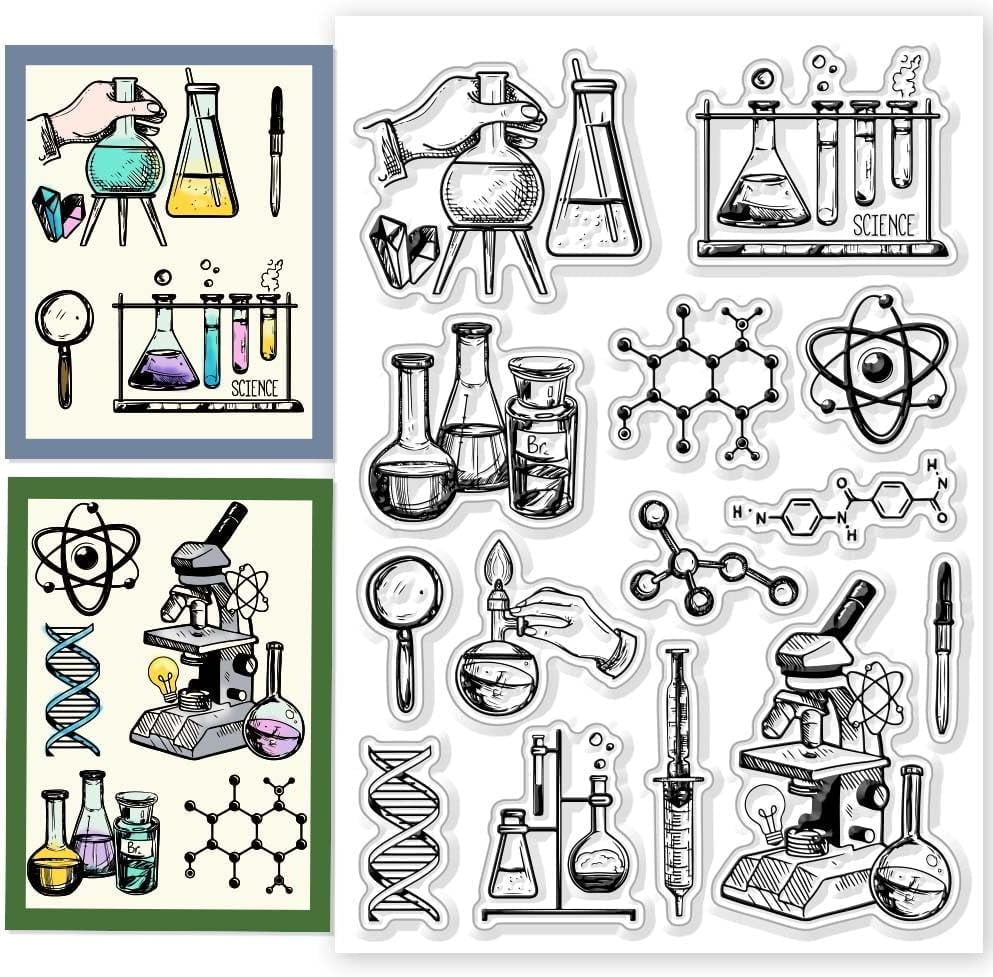 Science Clear Stamps Microscope Stamps Test Tube Pattern Silicone Clear ...