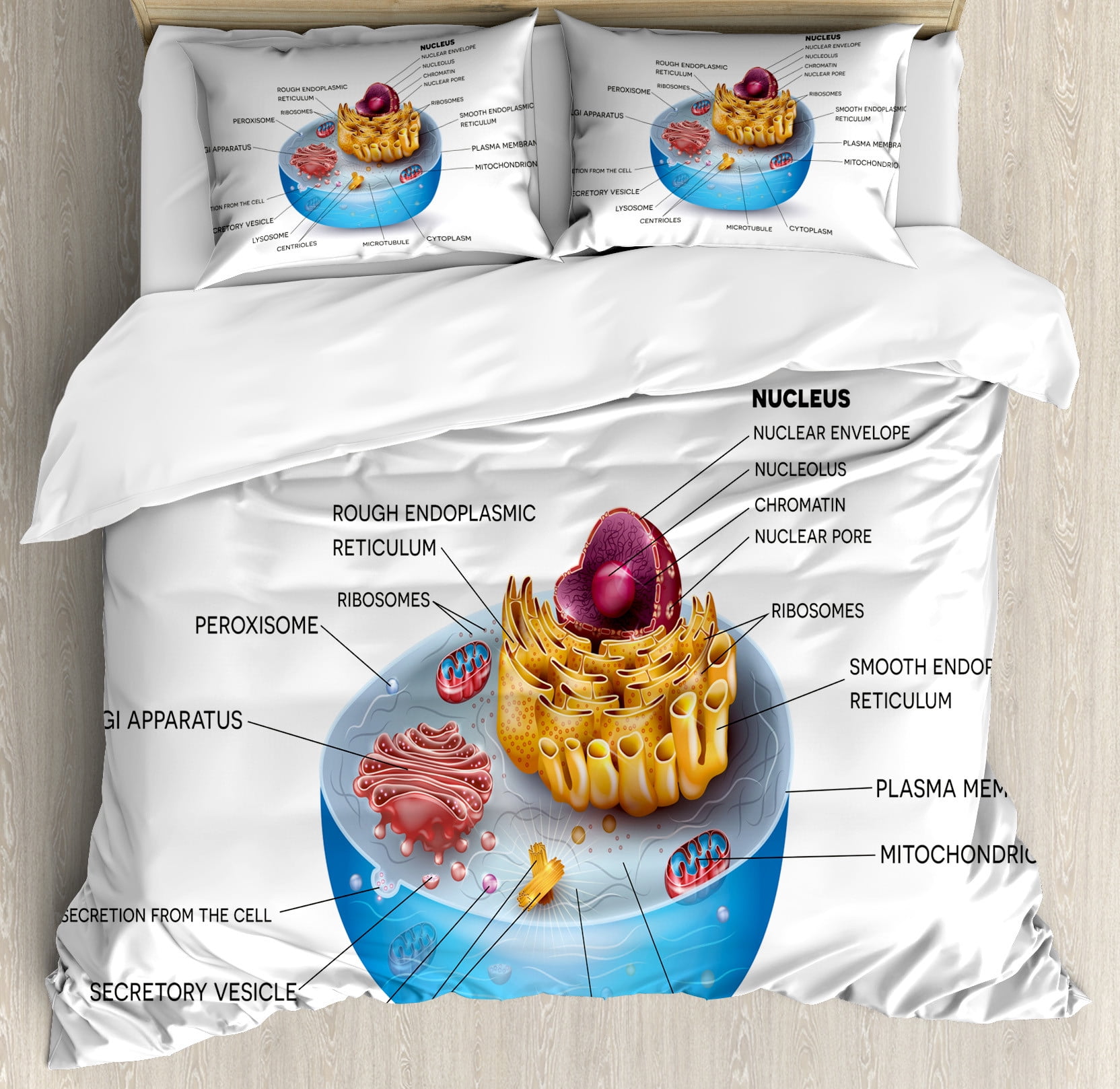 Science Duvet Cover Set, Cell Anatomy Microscopic Components Colorful ...