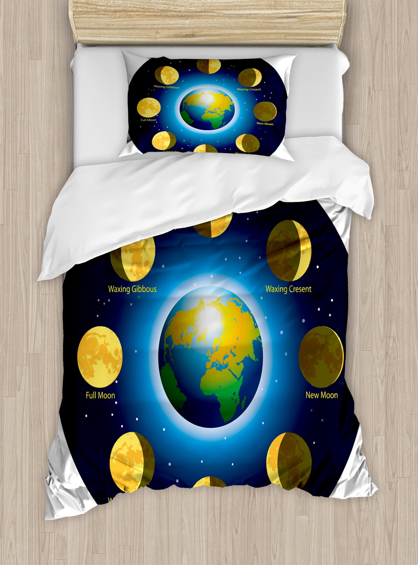 Science Duvet Cover Set, Circular Frame Showing Basic Phases of Moon ...