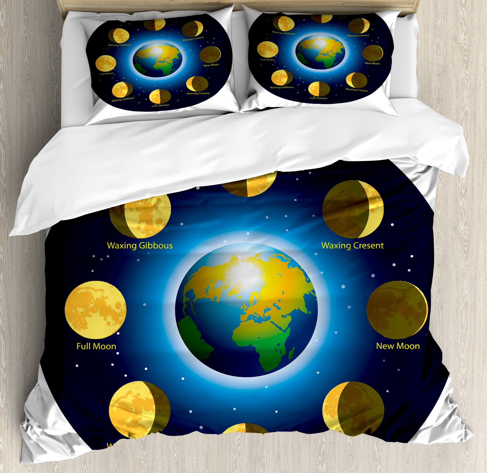 Science Duvet Cover Set, Circular Frame Showing Basic Phases of Moon ...