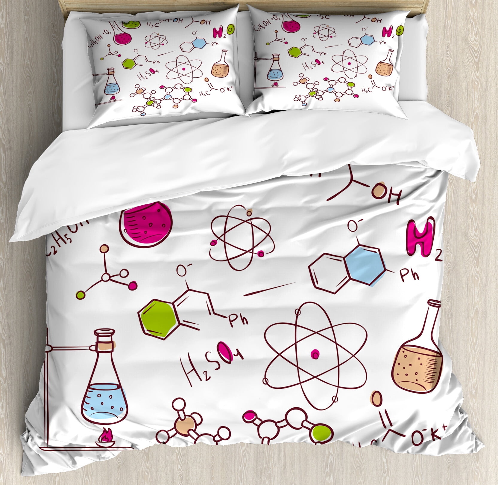 Science Duvet Cover Set, Doodle Style Hand Drawn Chemistry Composition ...
