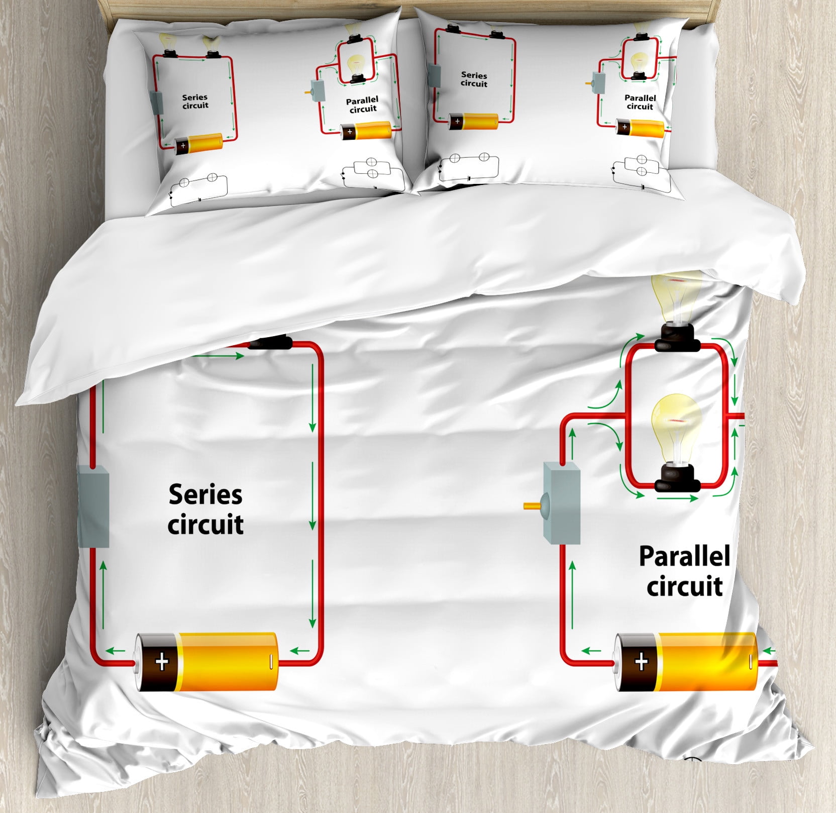 Science Duvet Cover Set, Series and Parallel Circuits Voltage Electric ...