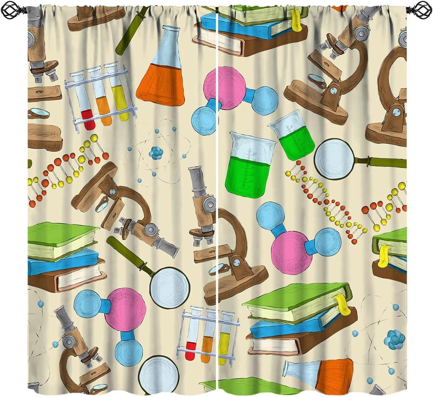 Science Education Curtains Colorful Abstract Watercolor Loupe ...