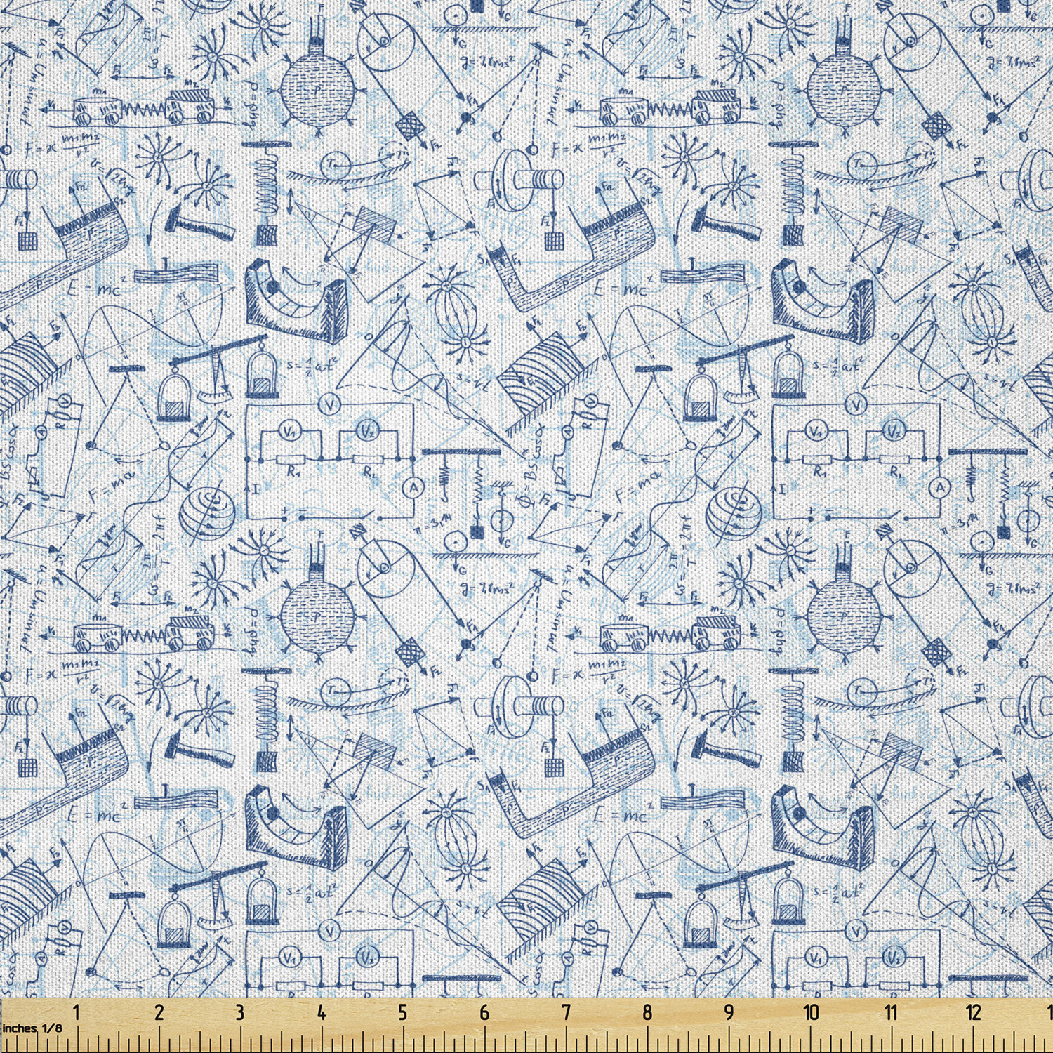 Science Fabric by The Yard, Physics Themed Drawing a Pattern of Formulas Related to The Field ...