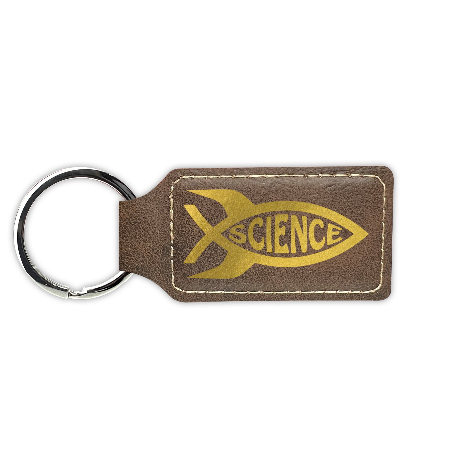 Science Fish Symbol Keychain Leatherette Rectangle - Laser Engraved ...