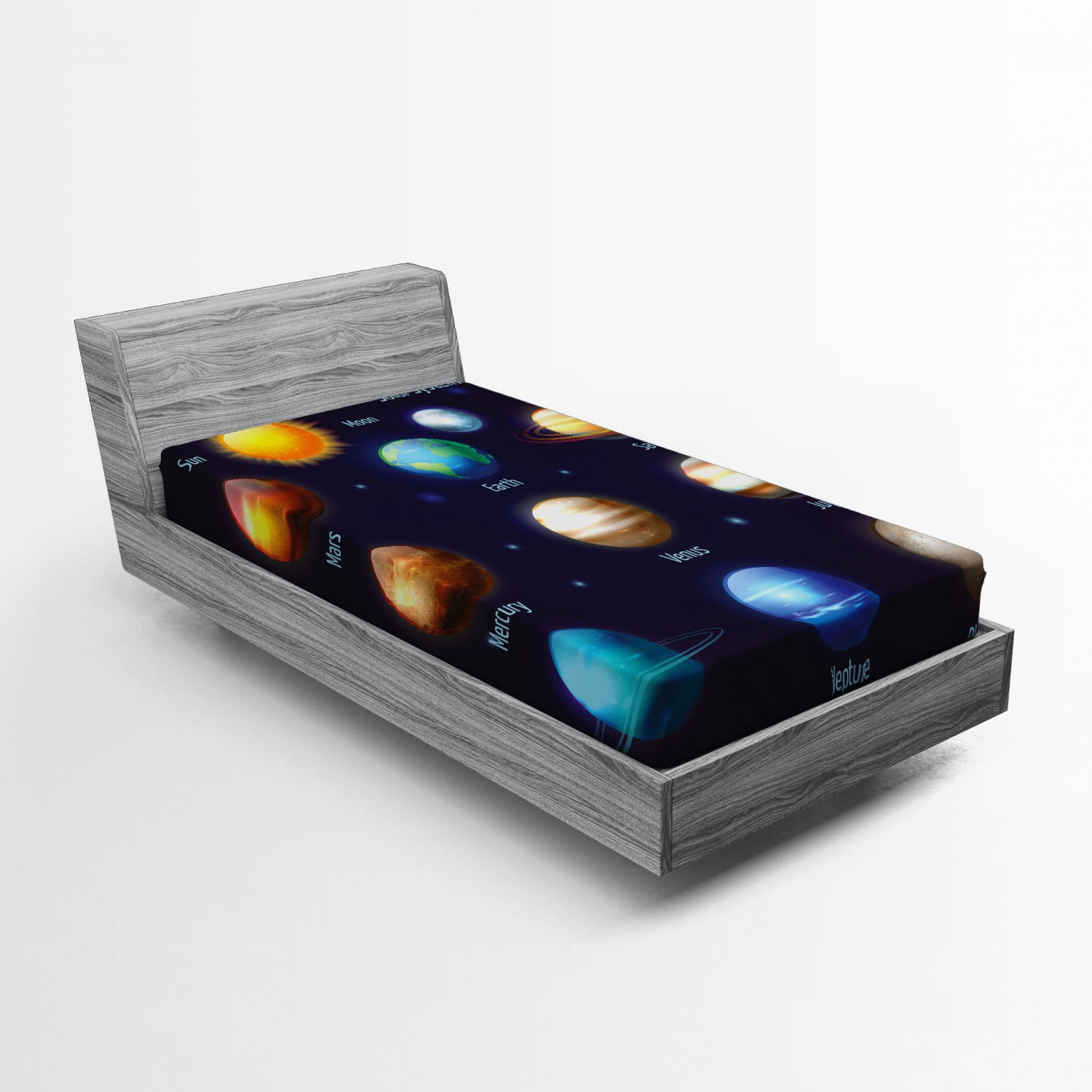 Science Fitted Sheet, Solar System Planets and The Sun Pictograms Set ...